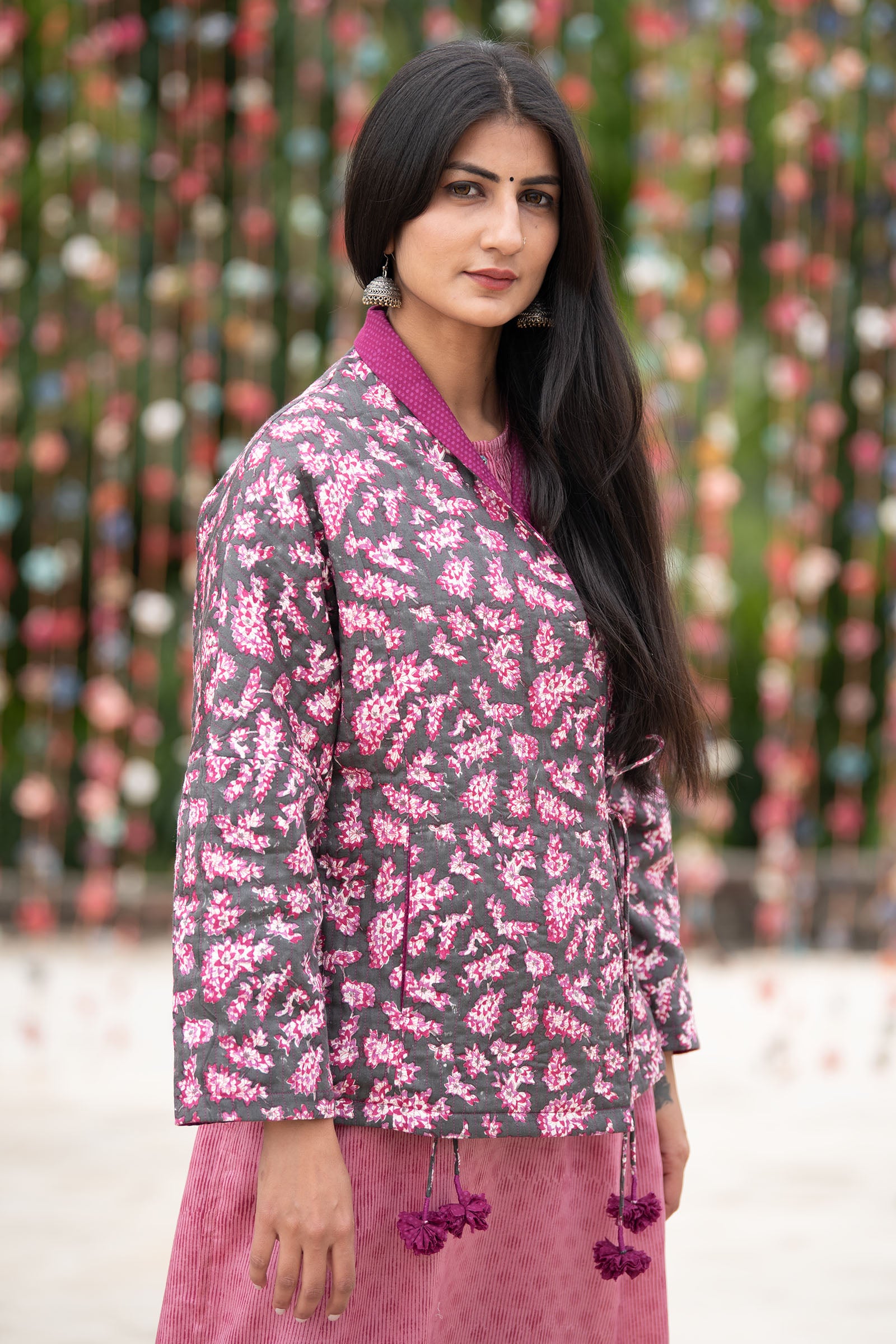 Buy Charcoal Overlap Quilted Jacket Online - Dharan Clothing